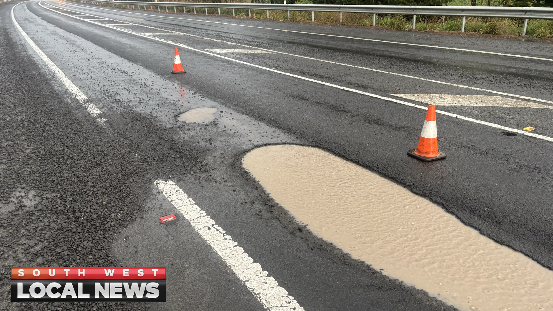 WATCH- POLICE & VICROADS URGE CAUTION AS A LARGE POTHOLE ON HIGHWAY ...